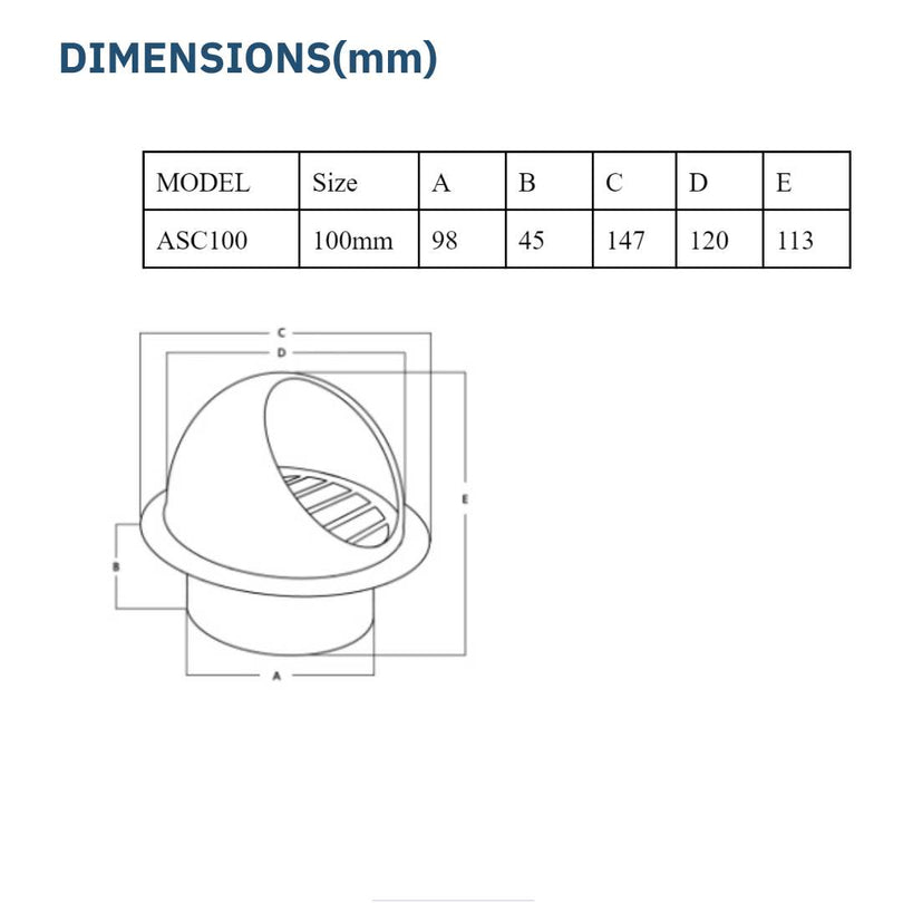 Astberg Outer Cowl Steel (100mm/4") Chimney Outer Cowl/Outer Cowl with ...
